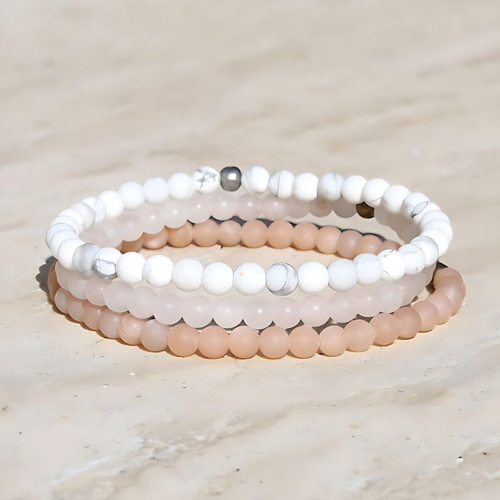 "Joy" Howlite Rose Quartz & Sunstone Bracelet Set – Lovepray jewelry