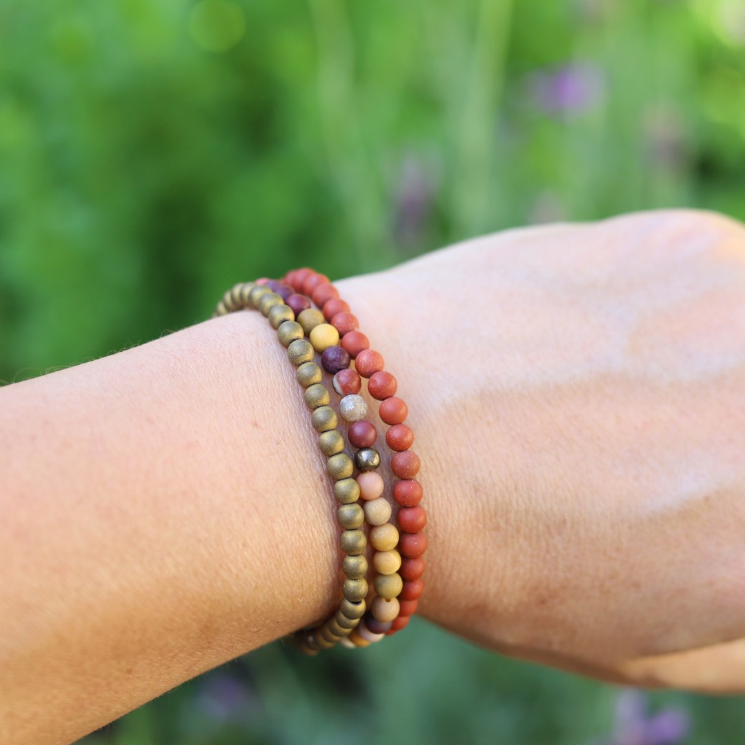 "Youth" Matte Red Jasper Mookaite & Hematite Bracelet Set – Lovepray ...