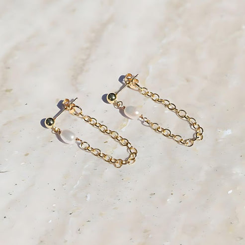 Pearl Chain Earrings – Lovepray jewelry