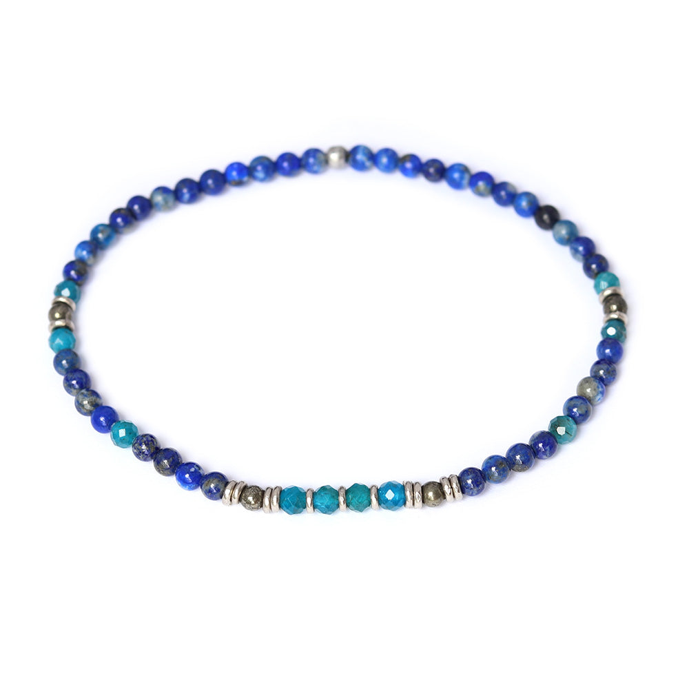 "Intuition" Lapis Lazuli and Apatite Delicate Anklet – Lovepray jewelry