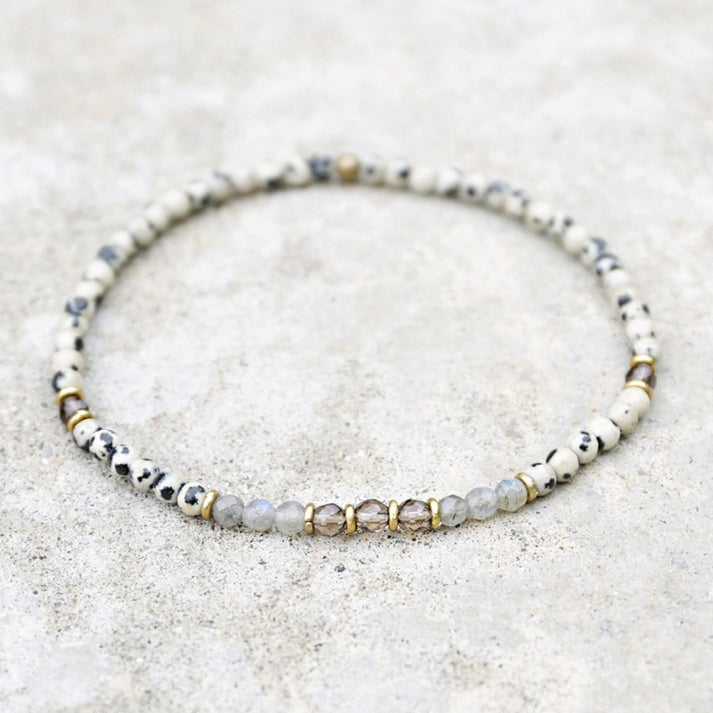 "Balance and Good Luck" Dalmatian Jasper and Labradorite Anklet ...